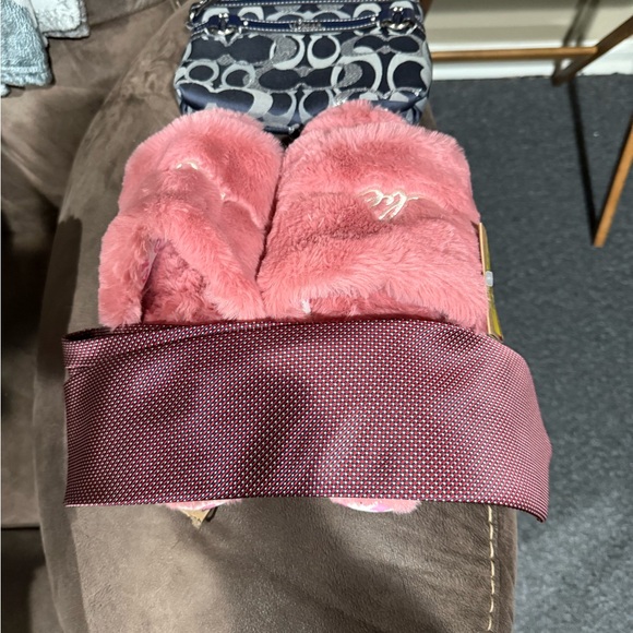 Coach | Accessories | Coach Pink Fuzzy Slippers And Bag Set | Poshmark